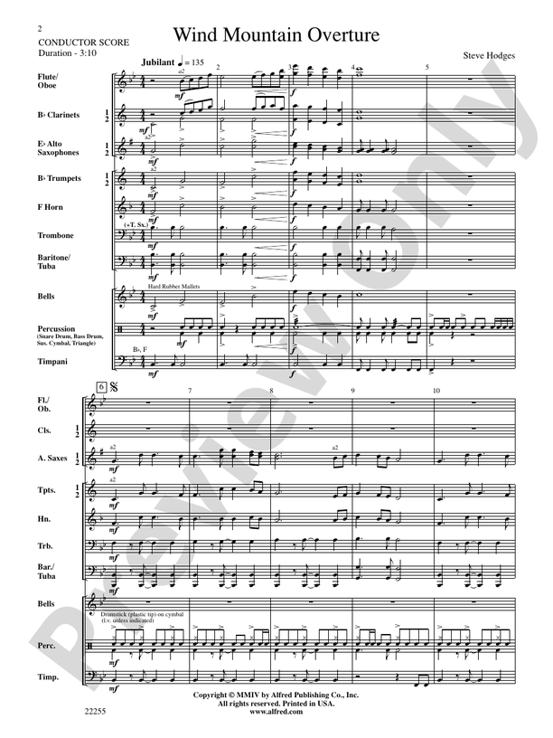 Wind Mountain Overture: Score: Concert Band Score - Digital Sheet Music ...