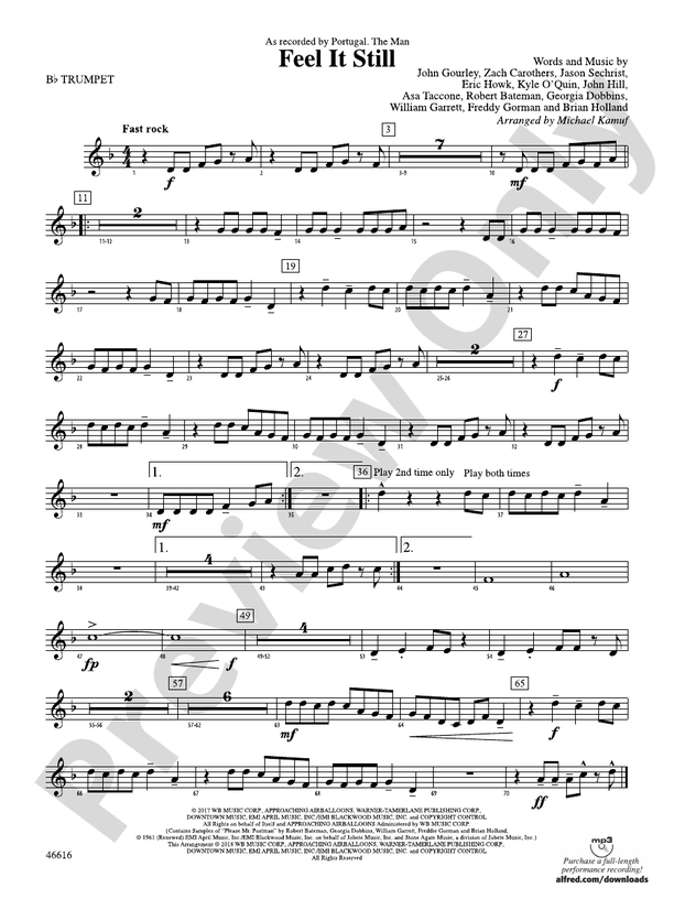 Feel It Still: 1st B-flat Trumpet: 1st B-flat Trumpet Part - Digital ...