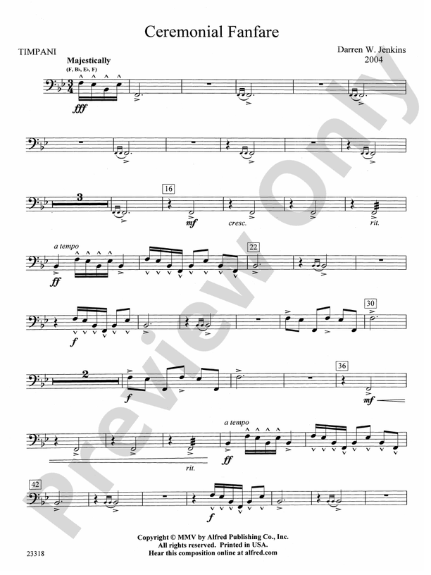 Ceremonial Fanfare: Timpani: Timpani Part - Digital Sheet Music Download