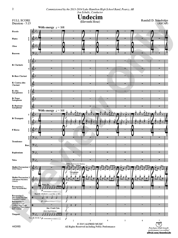 Undecim: Concert Band Conductor Score & Parts: Randall D. Standridge ...