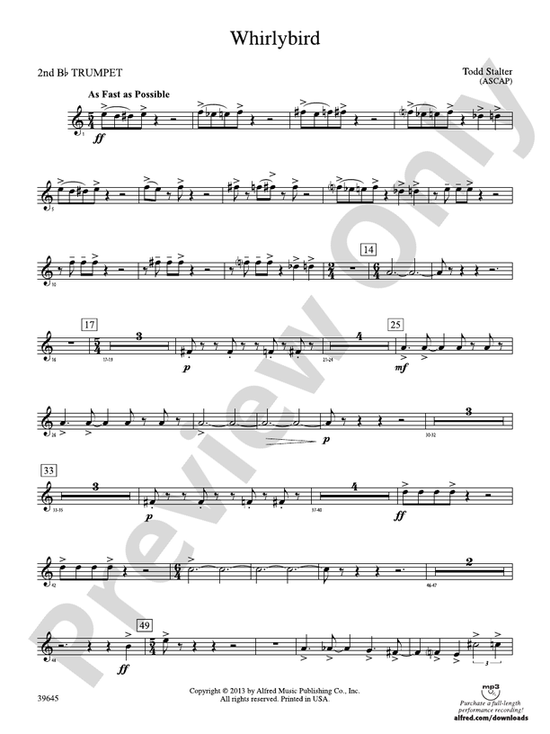 Whirlybird: 2nd B-flat Trumpet: 2nd B-flat Trumpet Part - Digital Sheet Music Download