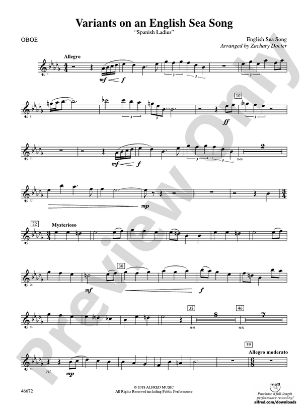 Variants on an English Sea Song: Oboe: Oboe Part - Digital Sheet Music ...