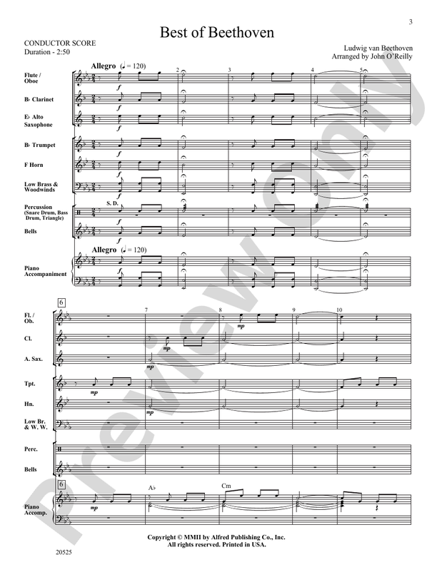 Best of Beethoven: Score: Concert Band Score - Digital Sheet Music Download
