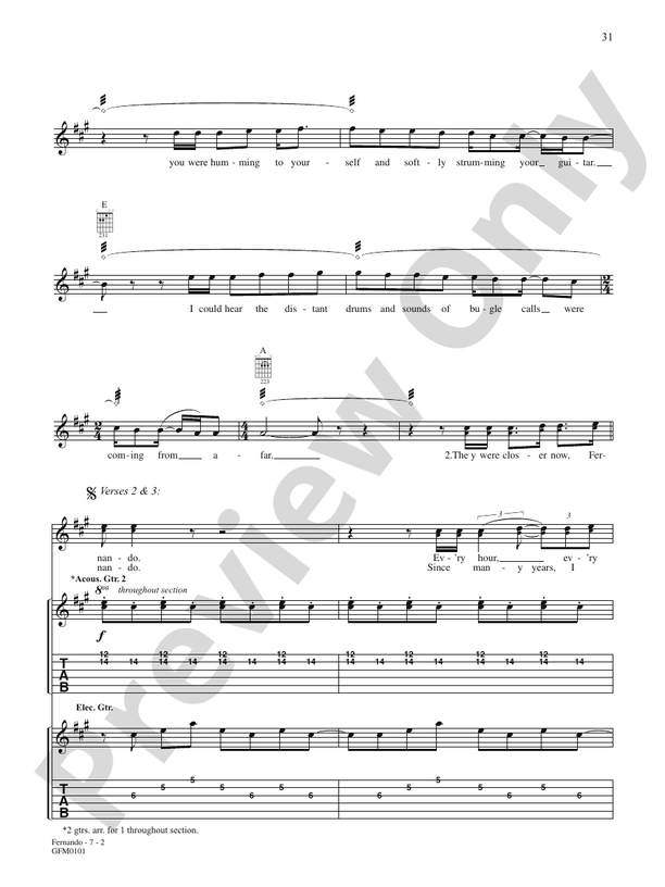 Fernando: Guitar: ABBA - Digital Sheet Music Download