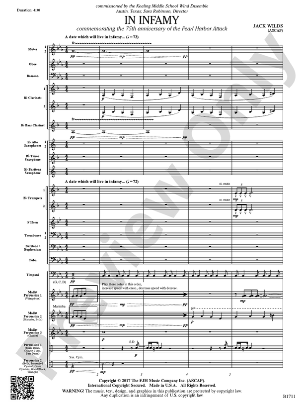 In Infamy: Score: : Jack Wilds - Digital Sheet Music Download