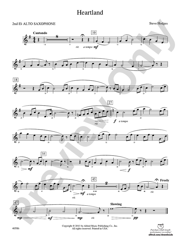Heartland: 2nd E-flat Alto Saxophone: 2nd E-flat Alto Saxophone Part - Digital Sheet Music Download