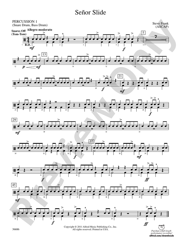 Señor Slide: 1st Percussion: 1st Percussion Part - Digital Sheet Music Download