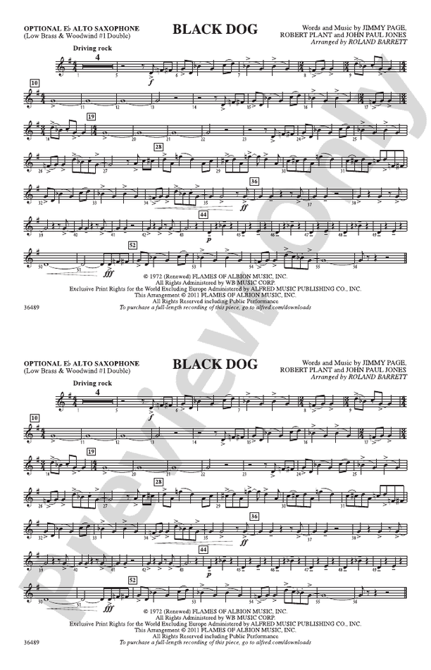 Black Dog: Optional Alto Sax: Optional Alto Sax Part - Digital Sheet ...