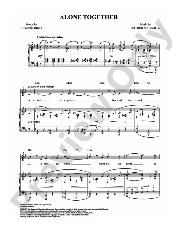 Alone Together: Piano/Vocal/Chords: Arthur Schwartz - Digital Sheet ...
