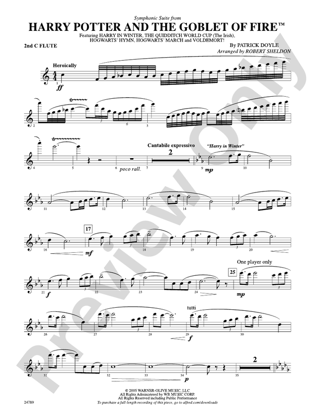 Harry Potter and the Goblet of Fire, Symphonic Suite from: 2nd Flute: 2nd Flute Part - Digital ...