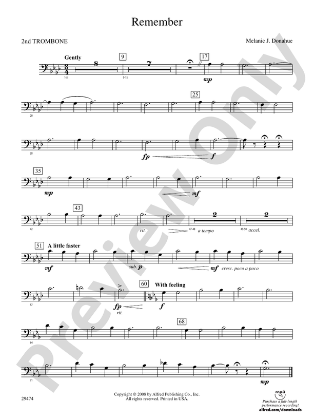 Remember: 2nd Trombone: 2nd Trombone Part - Digital Sheet Music Download
