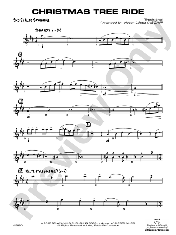 Christmas Tree Ride: 2nd E-flat Alto Saxophone: 2nd E-flat Alto Saxophone Part - Digital Sheet ...