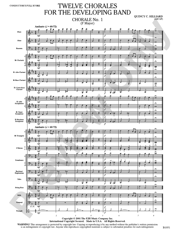 Twelve Chorales for the Developing Band: Score: Concert Band Score ...