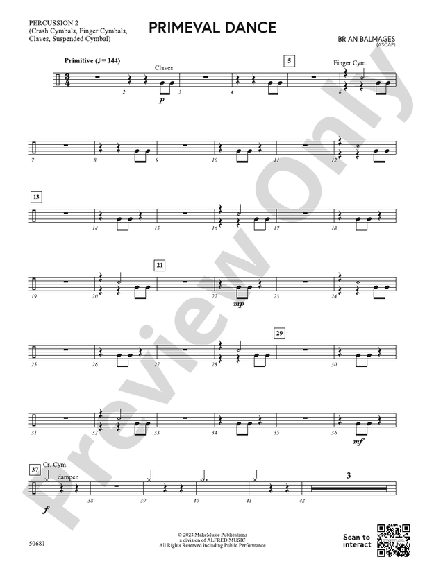 Primeval Dance: 2nd Percussion: 2nd Percussion Part - Digital Sheet Music Download