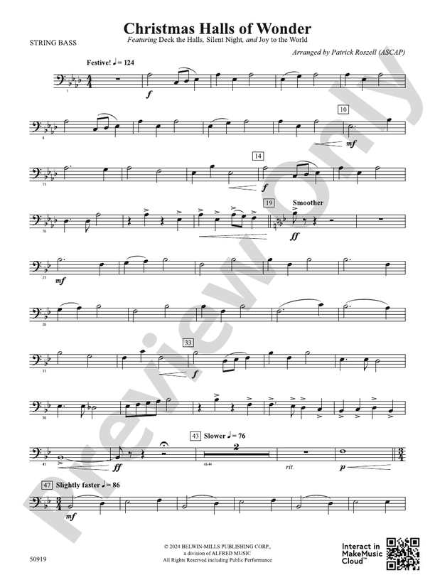 Christmas Halls of Wonder: String Bass: String Bass Part - Digital ...