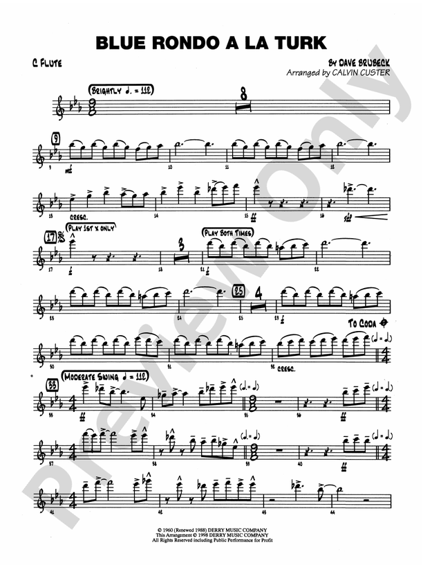 Blue Rondo ala Turk: Flute: Flute Part - Digital Sheet Music Download