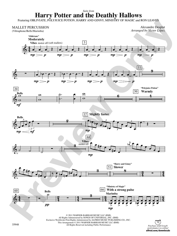 Harry Potter and the Deathly Hallows, Part 1, Suite from: Mallets: Mallets Part - Digital Sheet ...