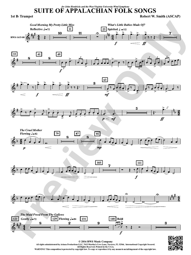 Suite of Appalachian Folk Songs: 1st B-flat Trumpet: 1st B-flat Trumpet ...