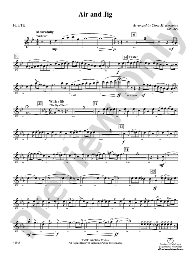 Air and Jig: Flute: Flute Part - Digital Sheet Music Download