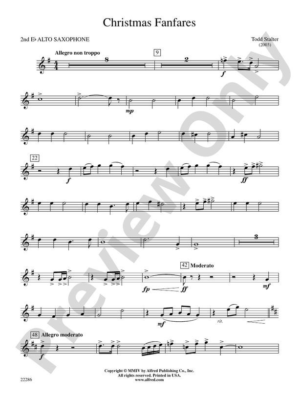 Christmas Fanfares: 2nd E-flat Alto Saxophone: 2nd E-flat Alto Saxophone Part - Digital Sheet ...