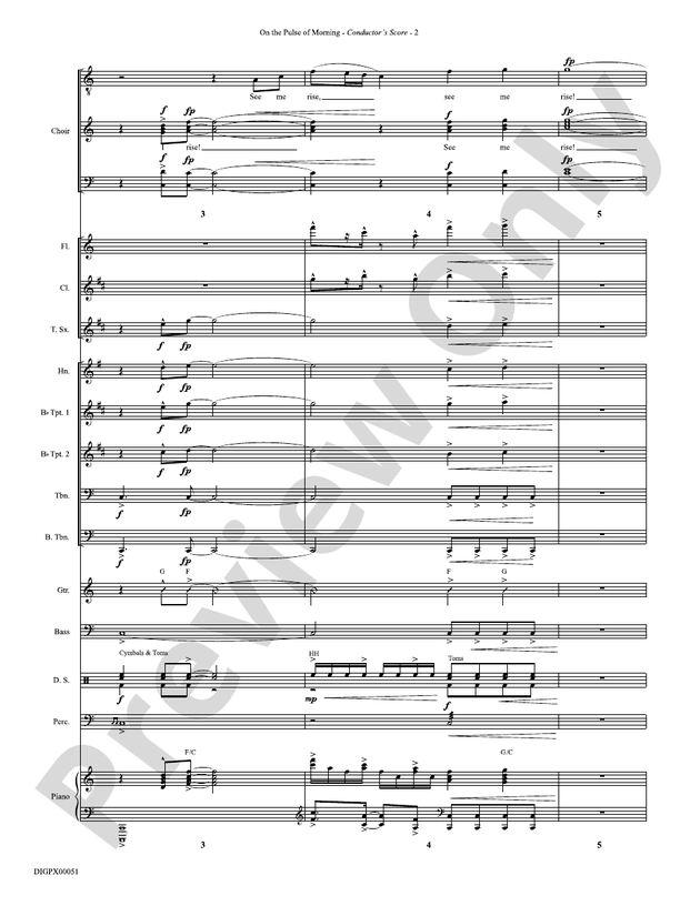On the Pulse of Morning: Score: Choir Score - Digital Sheet Music Download