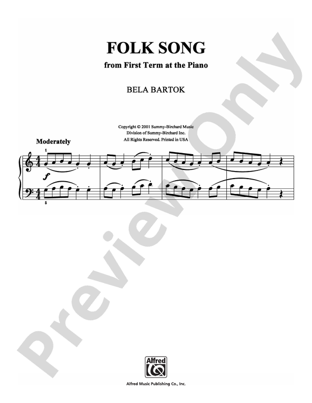 Folk Song: Easy Piano: Bela Bartok - Digital Sheet Music Download