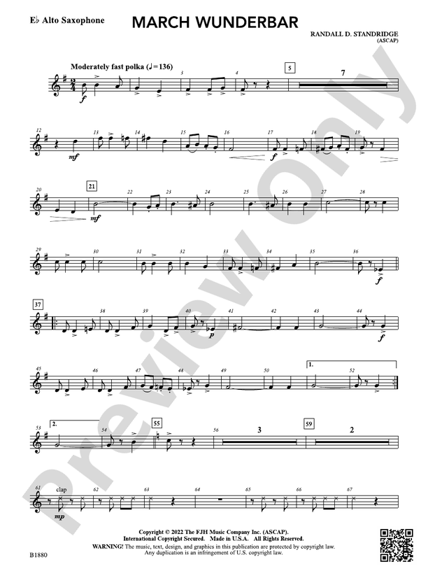 March Wunderbar: E-flat Alto Saxophone: E-flat Alto Saxophone Part ...