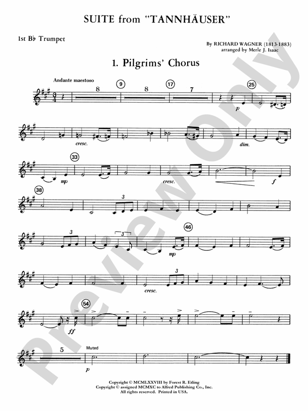 Suite from Tannhäuser: 1st B-flat Trumpet: 1st B-flat Trumpet Part - Digital Sheet Music Download