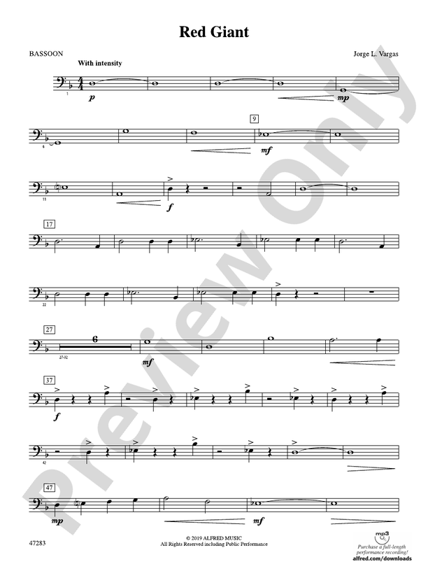 Red Giant: Bassoon: Bassoon Part - Digital Sheet Music Download