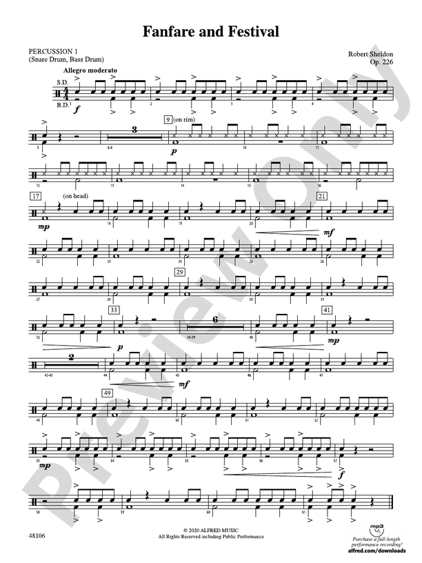 Fanfare and Festival: 1st Percussion: 1st Percussion Part - Digital Sheet Music Download