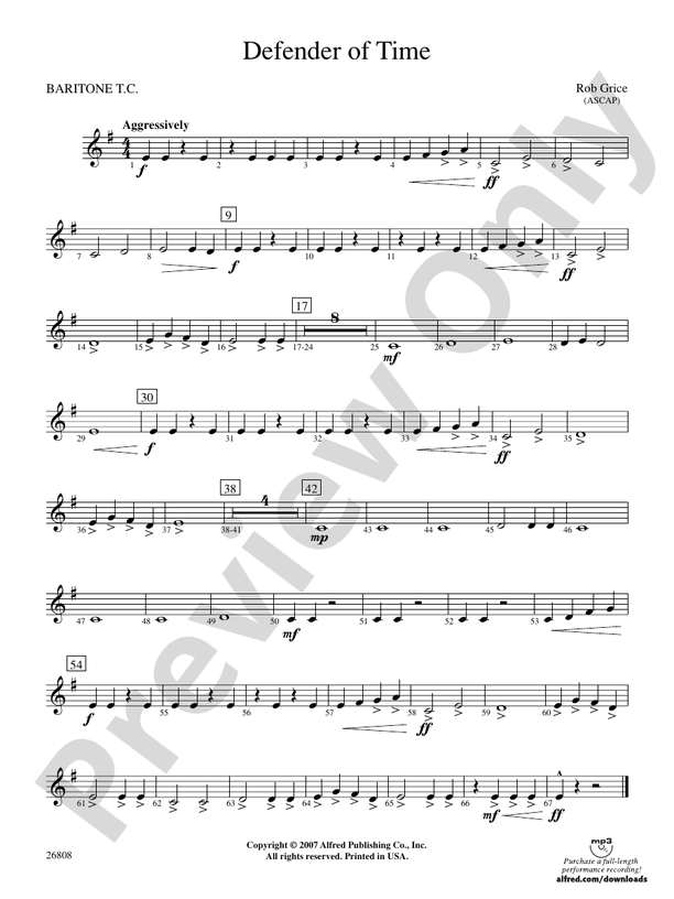 Defender of Time: Baritone T.C.: Baritone T.C. Part - Digital Sheet ...