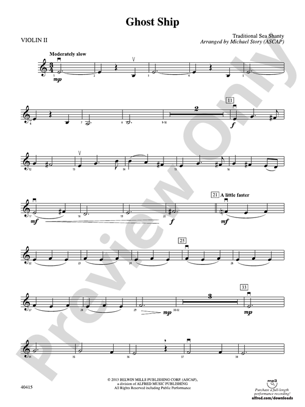 Ghost Ship: 2nd Violin: 2nd Violin Part - Digital Sheet Music Download