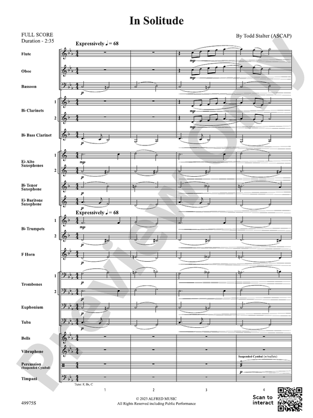 In Solitude: Concert Band Conductor Score & Parts: Todd Stalter - Digital Sheet Music Download