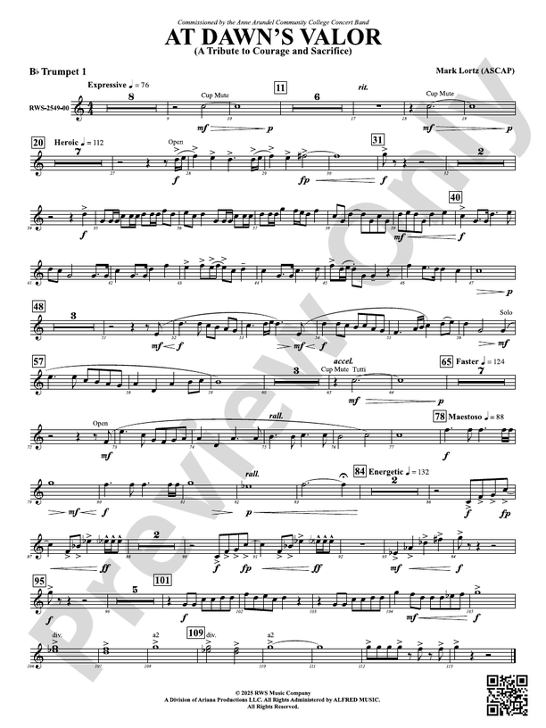 At Dawn's Valor (A Tribute to Courage and Sacrifice): 1st B-flat ...