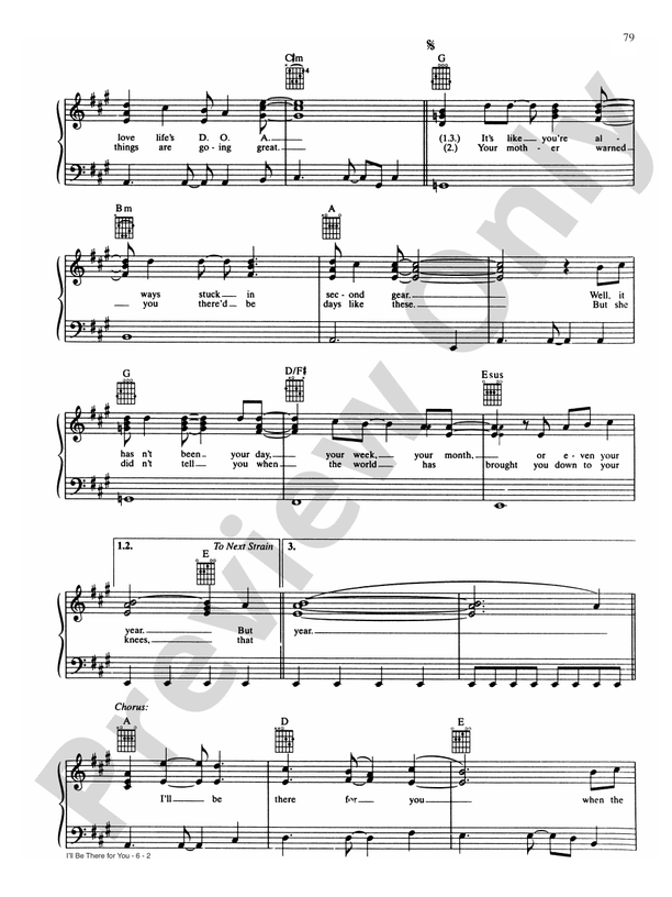 I'll Be There for You (Theme from "Friends"): Piano/Vocal/Chords: The ...