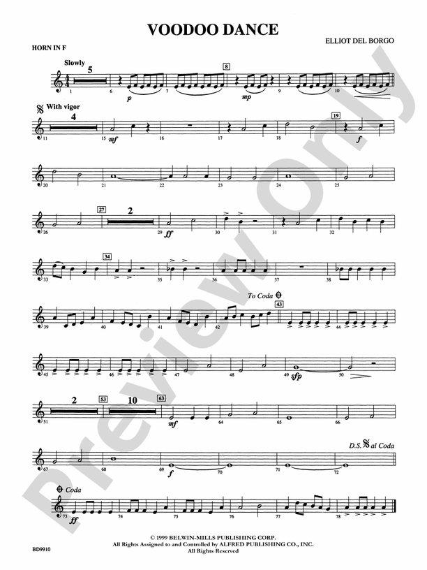 Voodoo Dance: 1st F Horn: 1st F Horn Part - Digital Sheet Music Download
