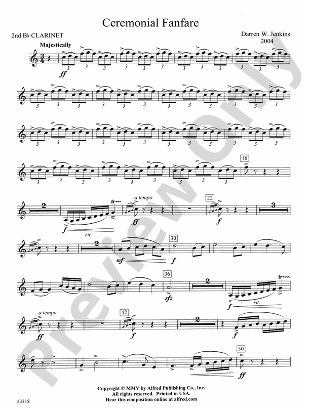 Ceremonial Fanfare: 2nd B-flat Clarinet: 2nd B-flat Clarinet Part - Digital Sheet Music Download