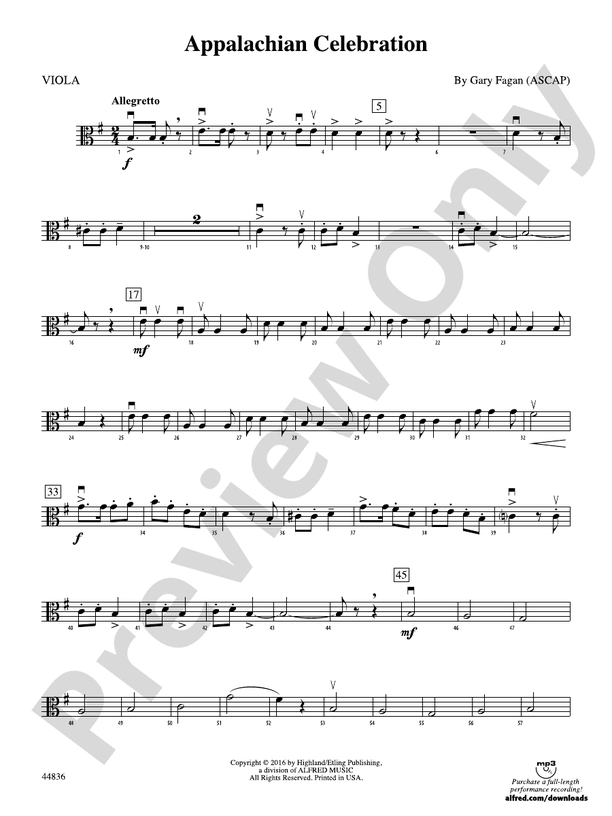 Appalachian Celebration: Viola: Viola Part - Digital Sheet Music Download
