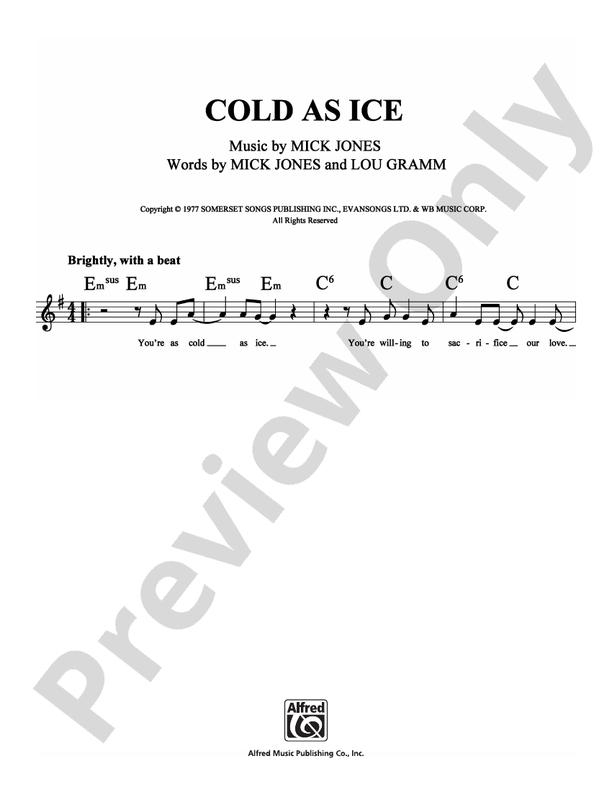 Cold As Ice: Lead Sheet: Foreigner - Digital Sheet Music Download