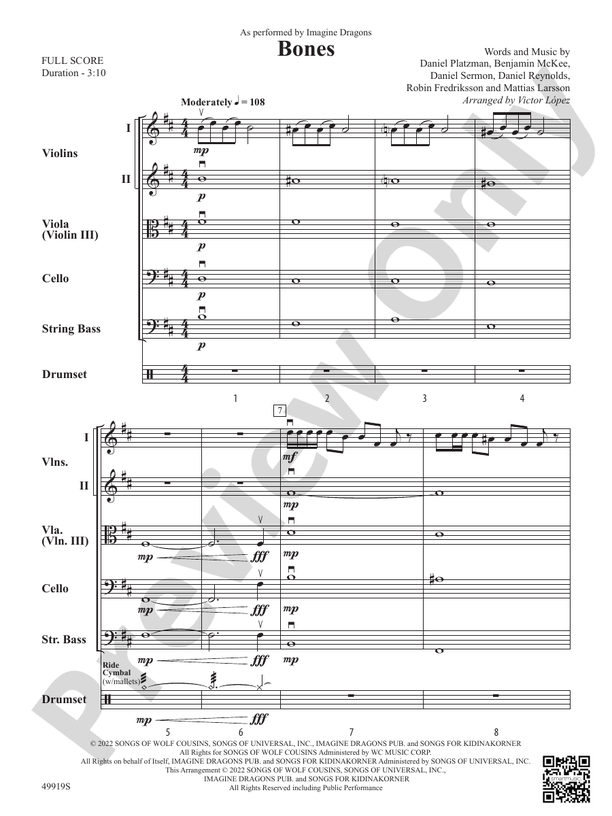 Bones: Score: String Orchestra Score - Digital Sheet Music Download