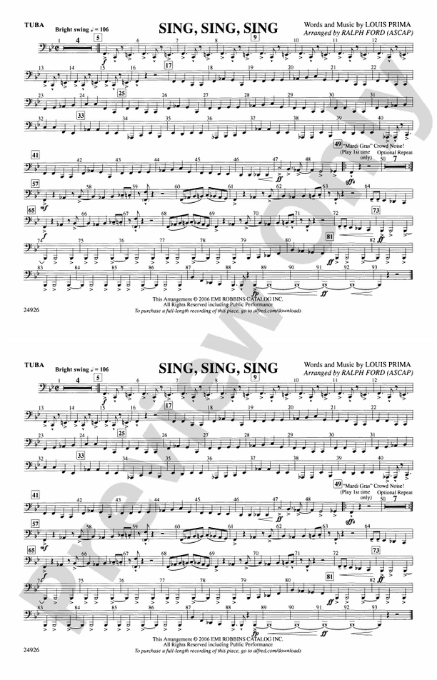 Sing, Sing, Sing: Tuba: Tuba Part - Digital Sheet Music Download