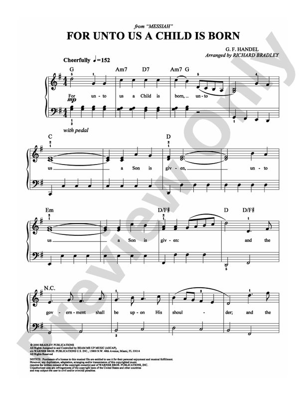 For Unto Us a Child Is Born: Easy Piano: George Frideric Handel ...