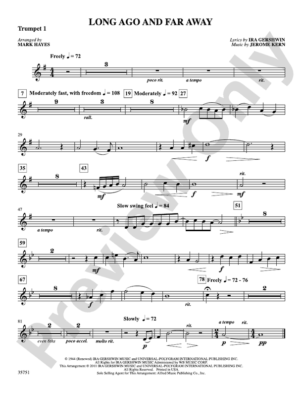 Long Ago and Far Away: 1st B-flat Trumpet: 1st B-flat Trumpet Part - Digital Sheet Music Download
