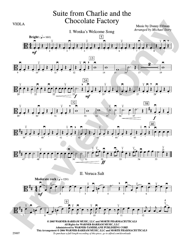 Charlie and the Chocolate Factory, Suite from: Viola: Viola Part ...