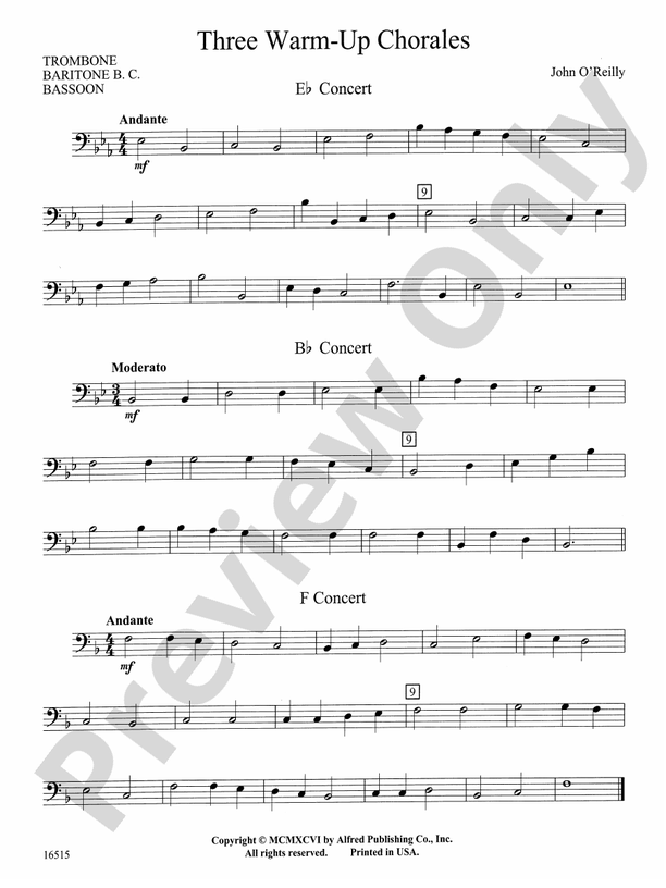 Three Warm-Up Chorales: 1st Trombone: 1st Trombone Part - Digital Sheet ...