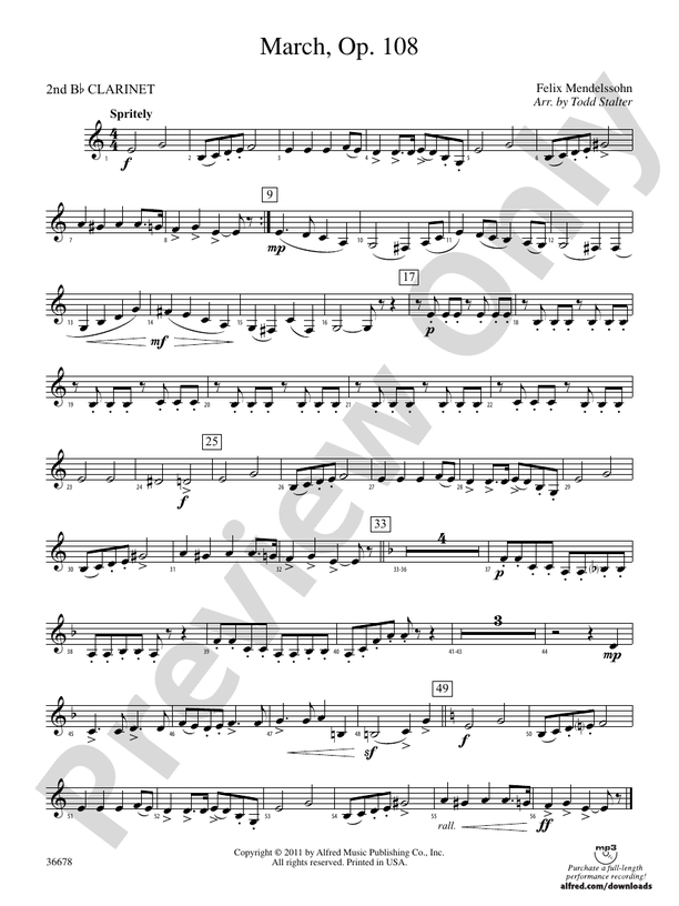 March, Op. 108: 2nd B-flat Clarinet: 2nd B-flat Clarinet Part - Digital Sheet Music Download