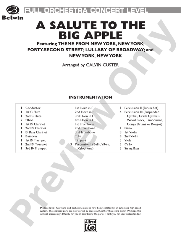 A Salute to the Big Apple: Score: Full Orchestra Score - Digital Sheet ...