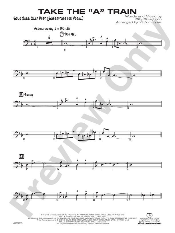 Take the "A" Train: Solo Bass Clef Part: Solo Bass Clef Part Part ...
