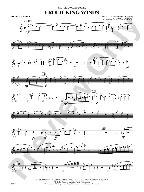 Frolicking Winds (from Symphonic Dance): 1st B-flat Clarinet: 1st B ...