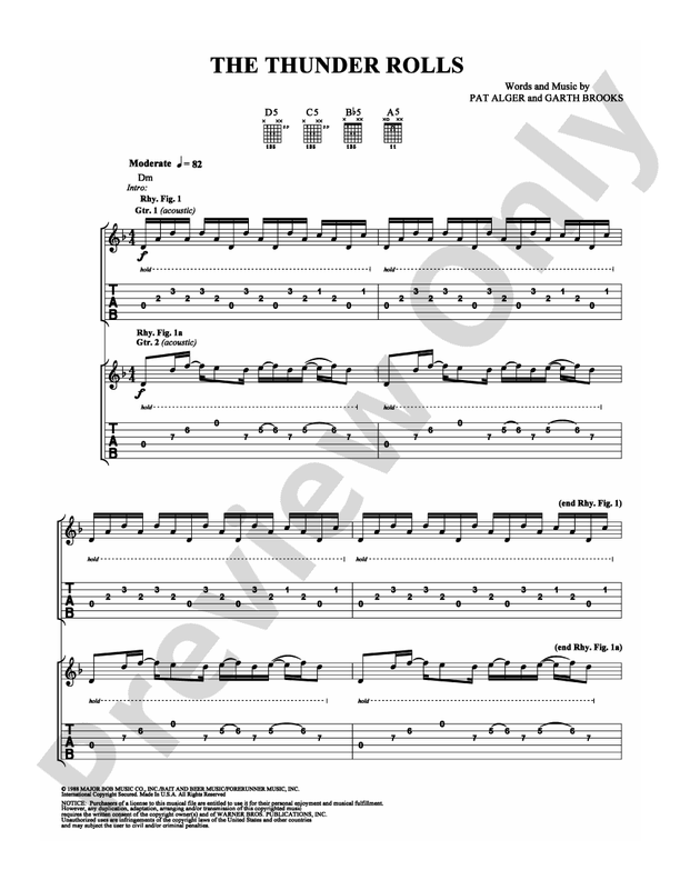 The Thunder Rolls: Guitar TAB: Garth Brooks - Digital Sheet Music Download